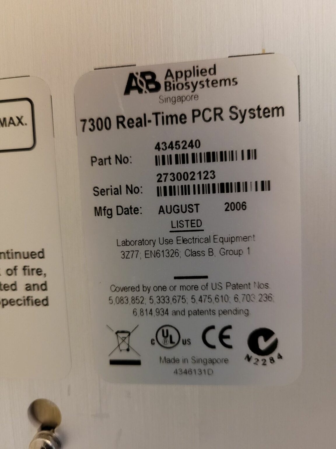 ABI Applied Biosystems 7300 Real-Time PCR System